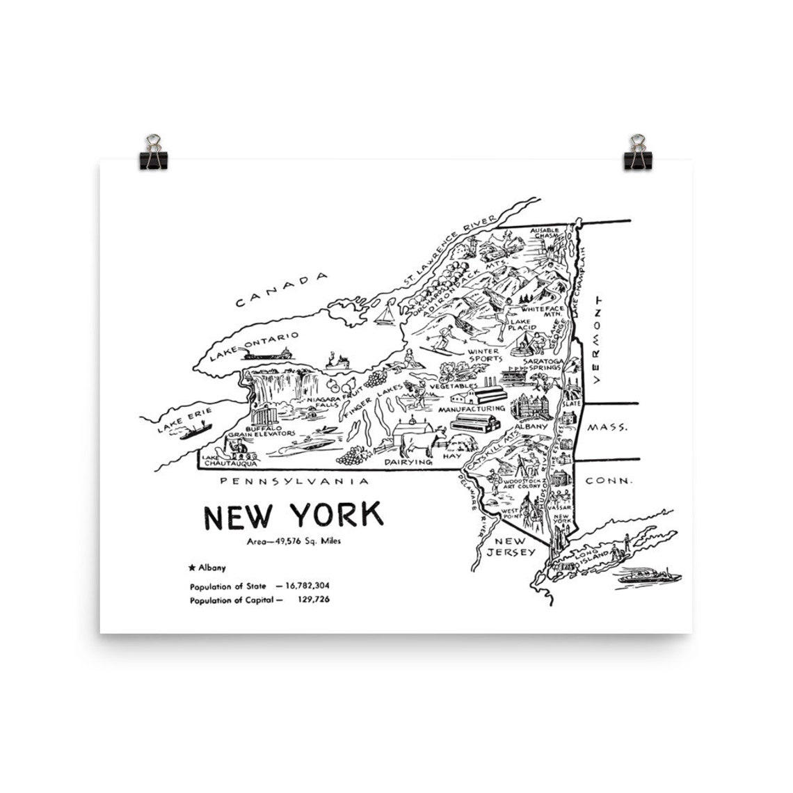 New York Print DIGITAL Art New York Map INSTANT DOWNLOAD | Etsy