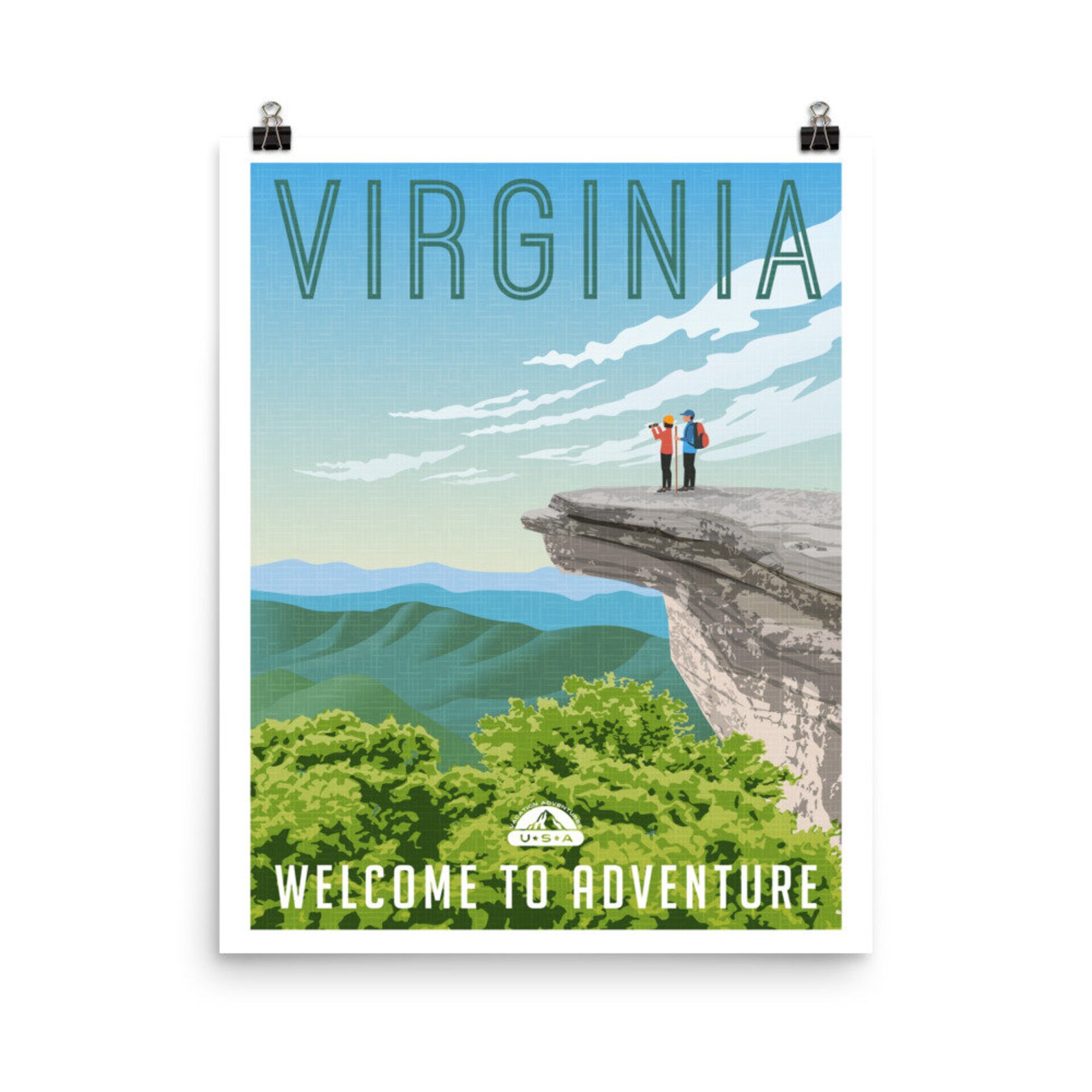 Virginia Art Travel Poster Vintage Style State Print Living - Etsy