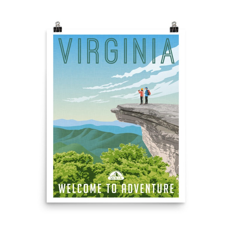 Virginia Art Travel Poster Vintage Style State Print - Etsy