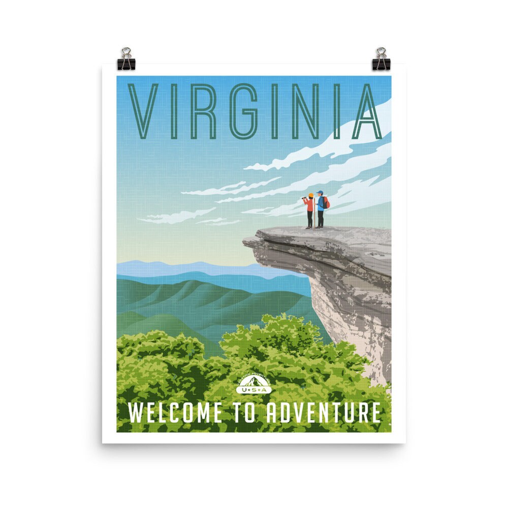 Virginia Art Travel Poster Vintage Style State Print | Etsy