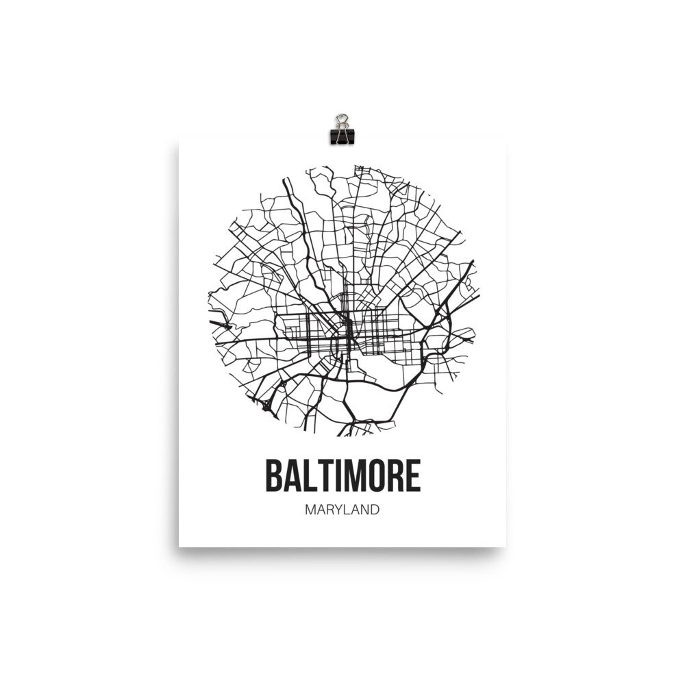 Baltimore Map Wall Decor City Map Poster Baltimore Wall Art | Etsy