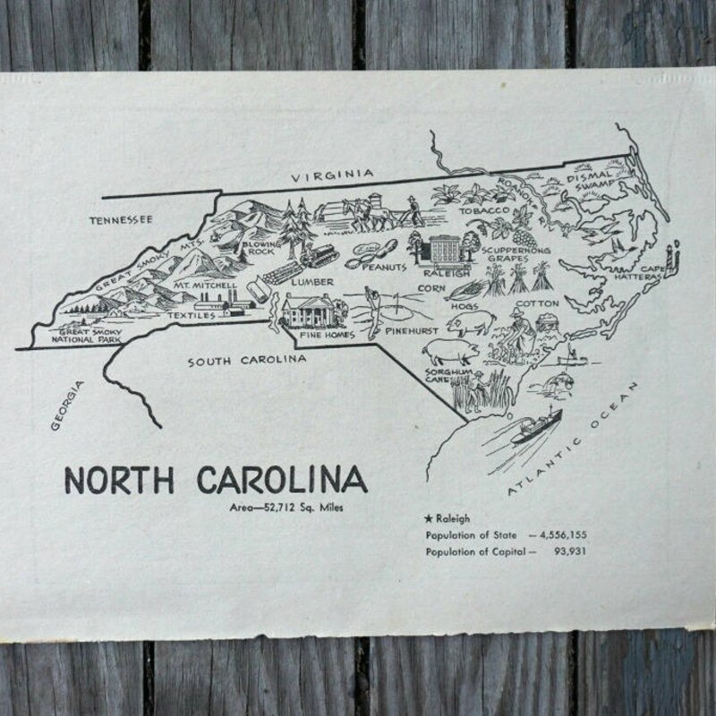 North Carolina Map - Etsy