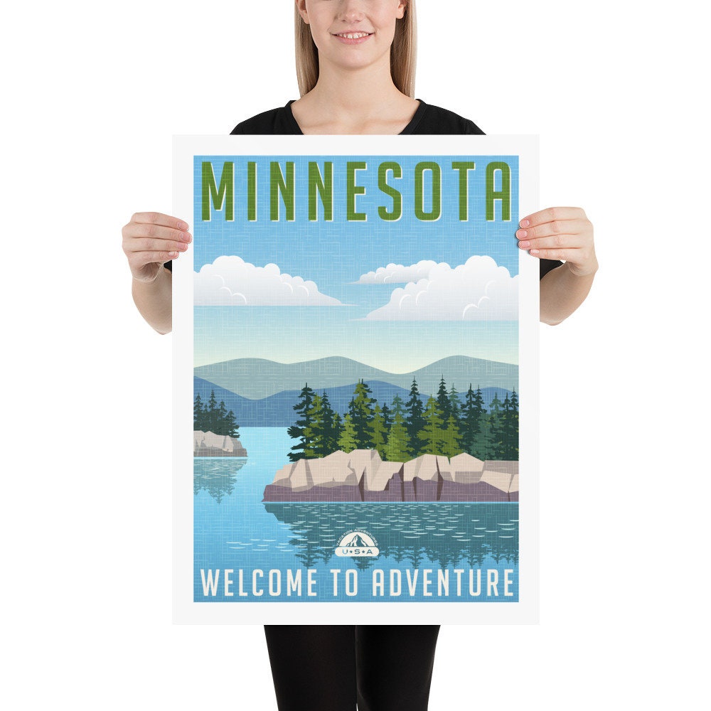 Minnesota Poster Travel Art Retro Style Minnesota Art | Etsy