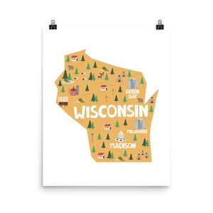 Wisconsin Art Kids Map Poster State Wall Art Print Wisconsin | Etsy