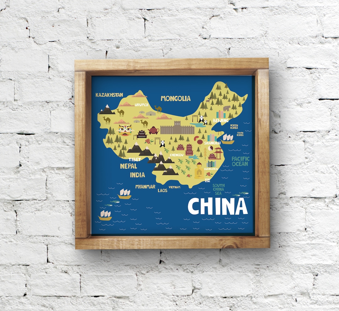 China Map Poster Nursery Decor, Travel Gift Illustrated Wall Art - Etsy