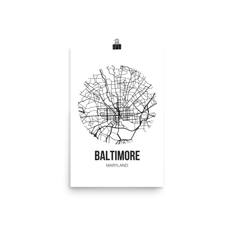 Baltimore Map Wall Decor City Map Poster Baltimore Wall Art | Etsy