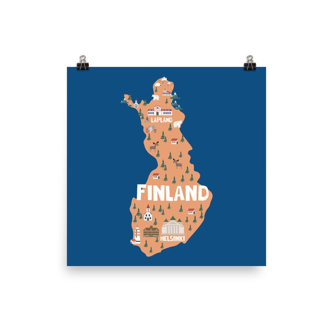 Finland Poster Travel Art Kids Wall Art Finland Map Print | Etsy