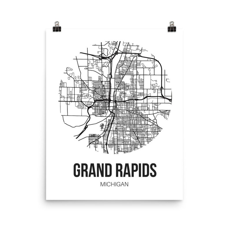 Grand Rapids Michigan Map Wall Art Print Grand Rapids Map - Etsy