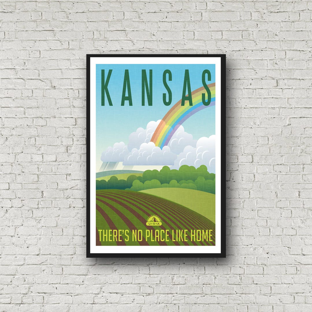 Kansas Art Travel Poster, Vintage Style State Wall Art, Kansas Print ...