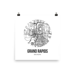 Grand Rapids Michigan Map Wall Art Print, Black and White Home Decor - Etsy