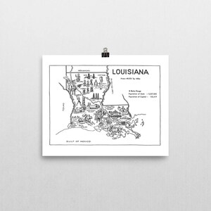 Louisiana Print State Wall Art, Vintage Style Louisiana Map Poster - Etsy