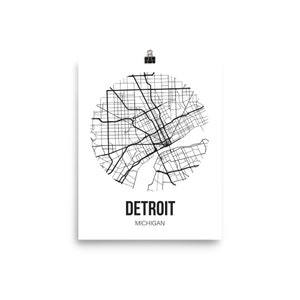 Detroit Poster Wall Art Print, Detroit City Map Housewarming Gift - Etsy
