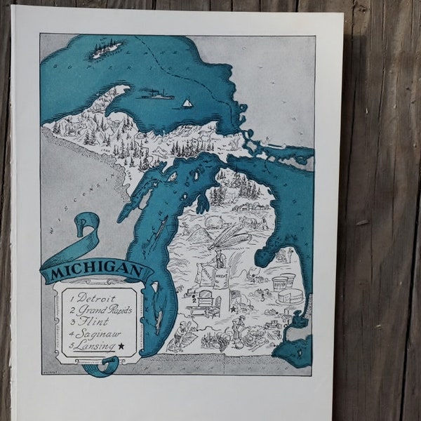 Michigan Map Art - Etsy