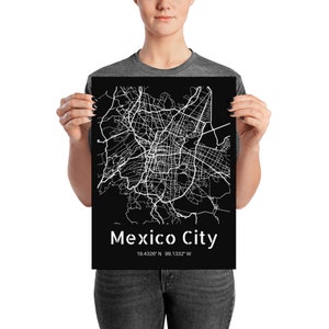 Mexico City Poster Map World Travel Decor, Moving Away Gift Wall Art ...