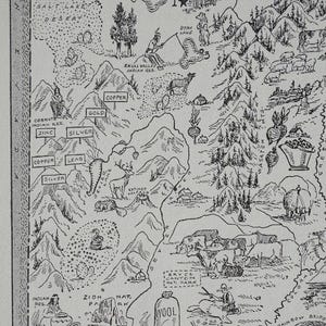 Vintage Map of Utah Art From the 1950s, State Travel Gift - Etsy