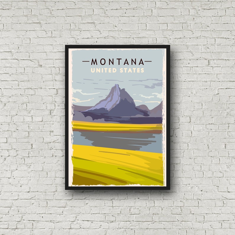 Montana Print Travel Gift State Wall Art Rustic Home Decor - Etsy