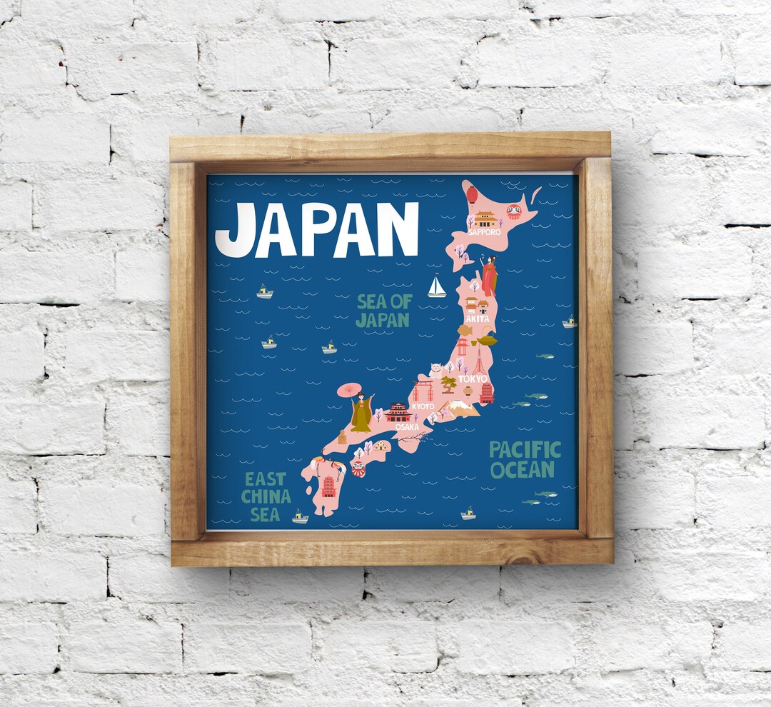 Japan Map Poster Wall Art, Travel Gift or Nursery Decor - Etsy