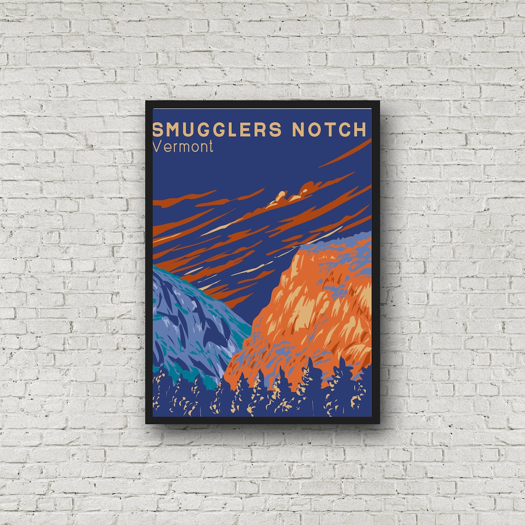 Smugglers Notch Poster, Rustic Style Vermont Mountain Print - Etsy