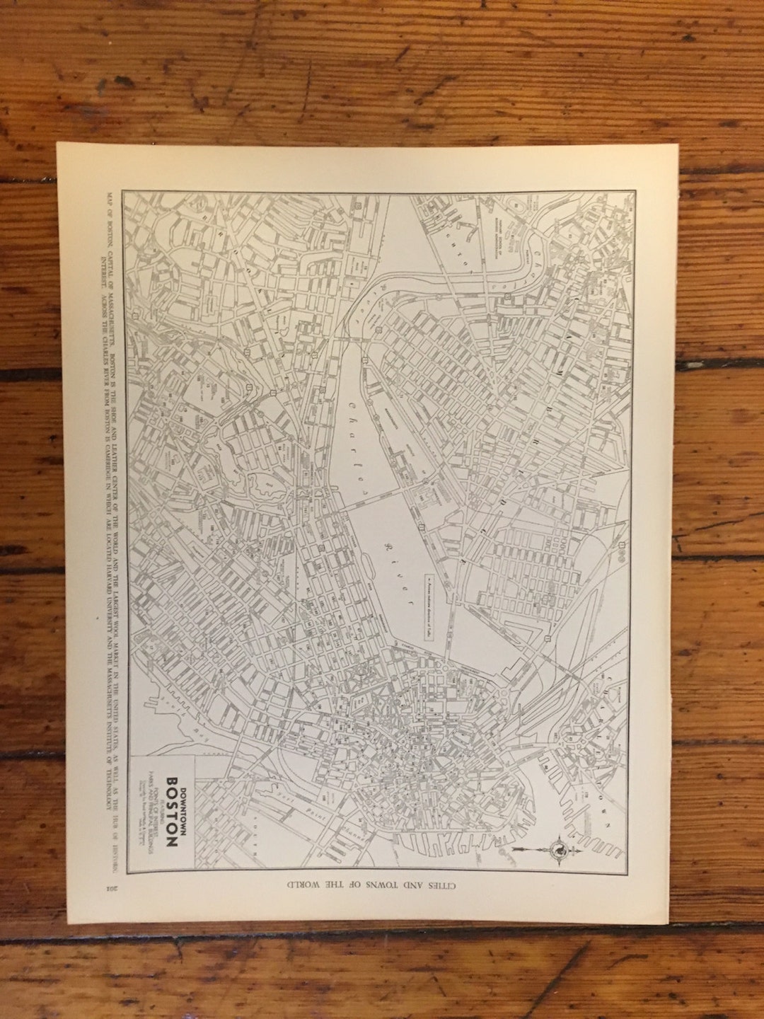 Vintage Boston Map Atlas Page From 1939, Antique Massachusetts Travel ...