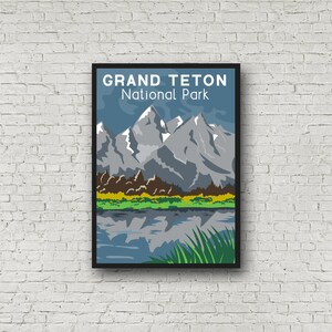 Grand Teton Poster National Park Gift, Wyoming Wall Art - Etsy