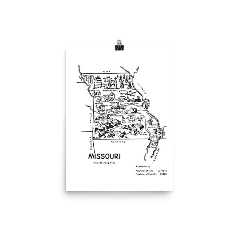 Missouri Map Rustic Decor Vintage Style Missouri Poster - Etsy