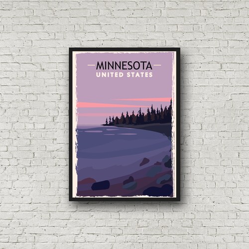 Minnesota Poster Travel Print Vintage Style Minnesota Art - Etsy
