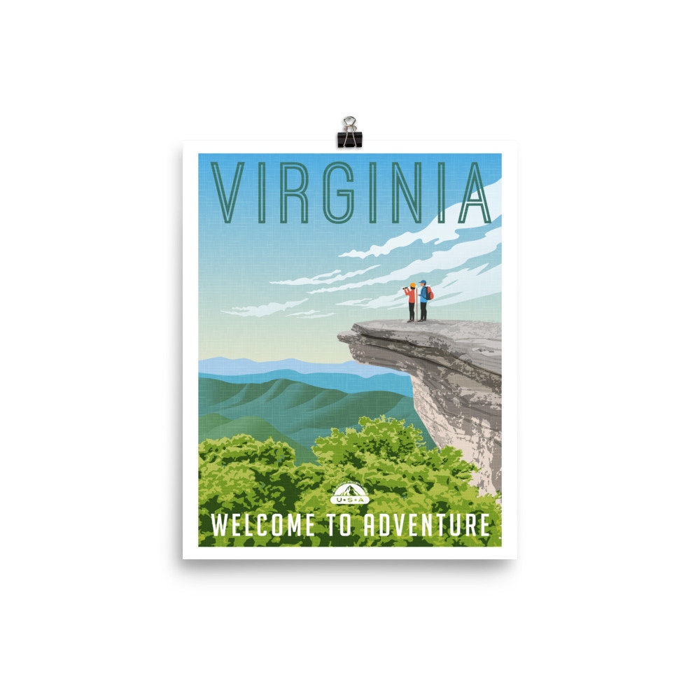 Virginia Art Travel Poster Vintage Style State Print | Etsy