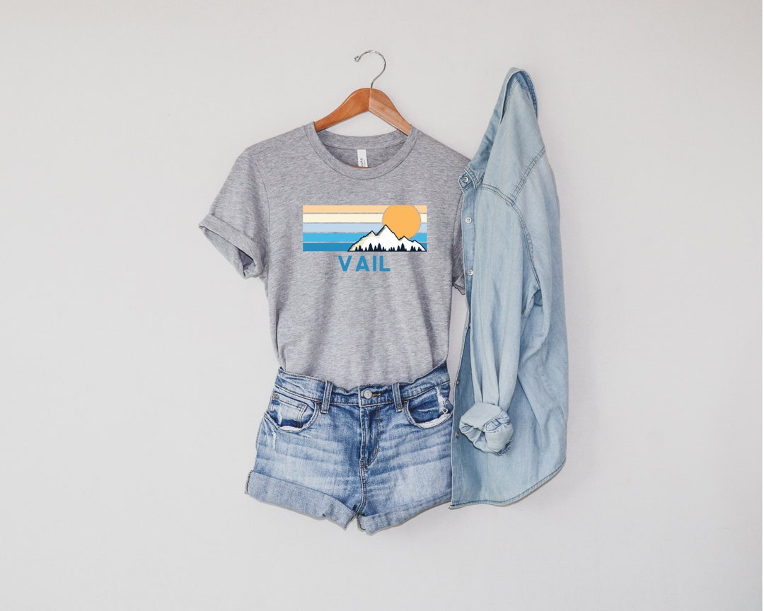 Vail Tshirt Colorado Gift, Adult Unisex Ski Resort Shirt With Mountains ...
