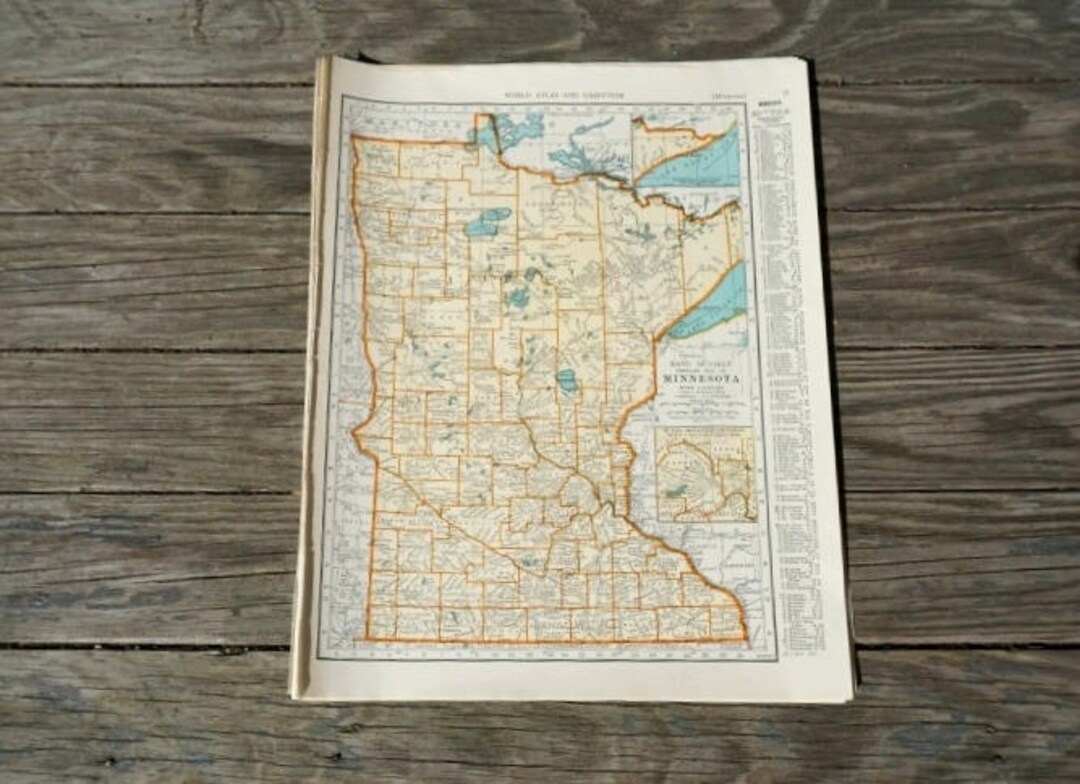 Antique Minnesota Map Atlas Page From 1939 - Etsy