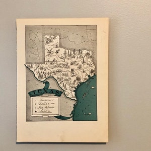 Vintage Texas Map Wall Art From the 1930s, Texas Gifts Travel Decor - Etsy