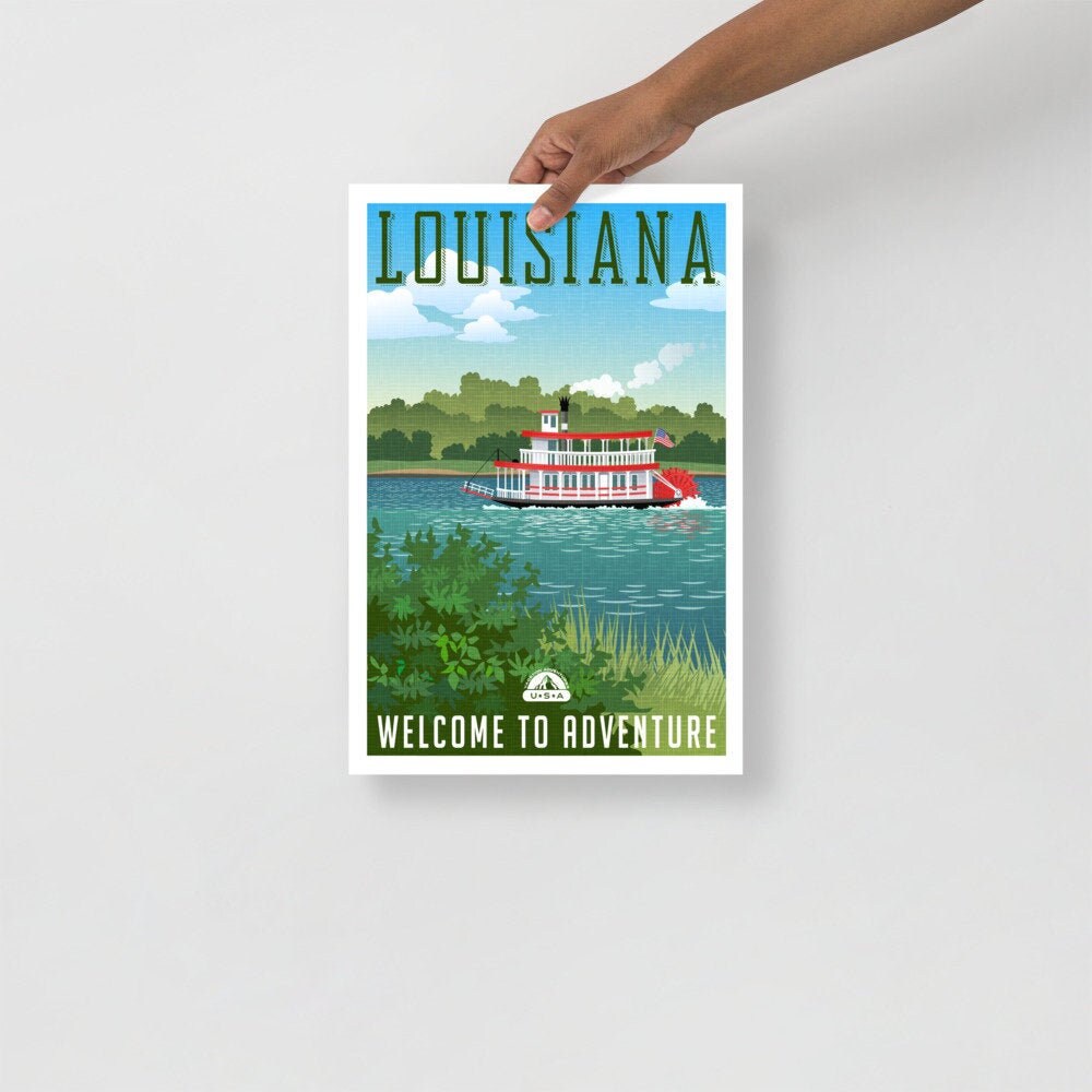 Louisiana Poster Travel Print Vintage Style Louisiana Art - Etsy Ireland