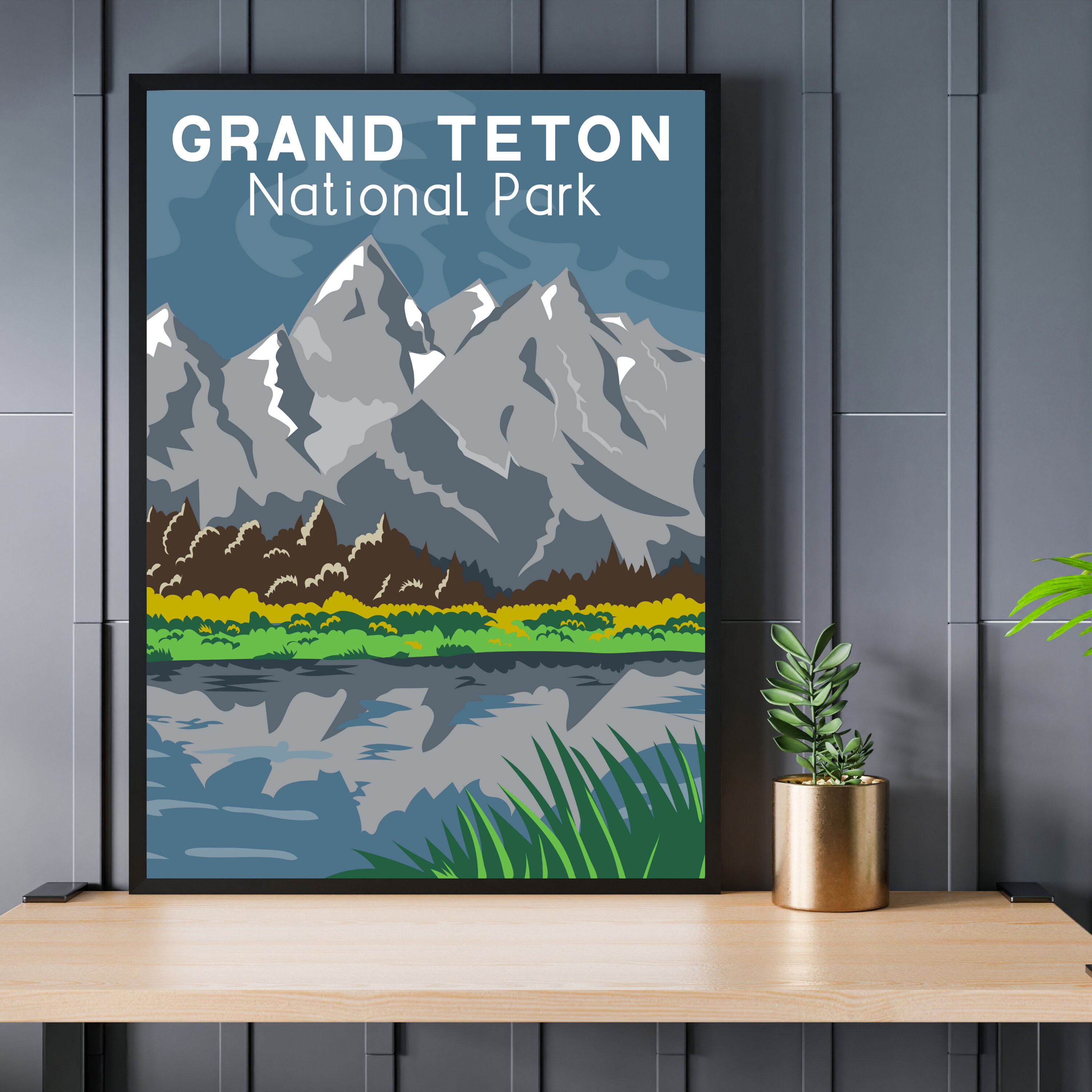 Grand Teton Poster National Park Gift Wyoming Travel Wall | Etsy