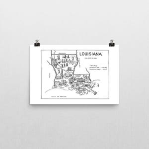 Louisiana Print State Wall Art, Vintage Style Louisiana Map Poster - Etsy