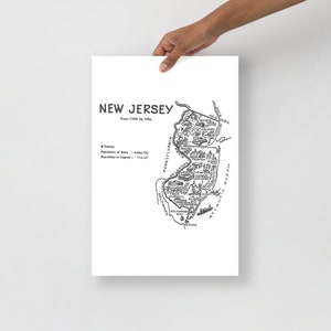 Vintage New Jersey Map Print, Rustic Wall Art - Etsy
