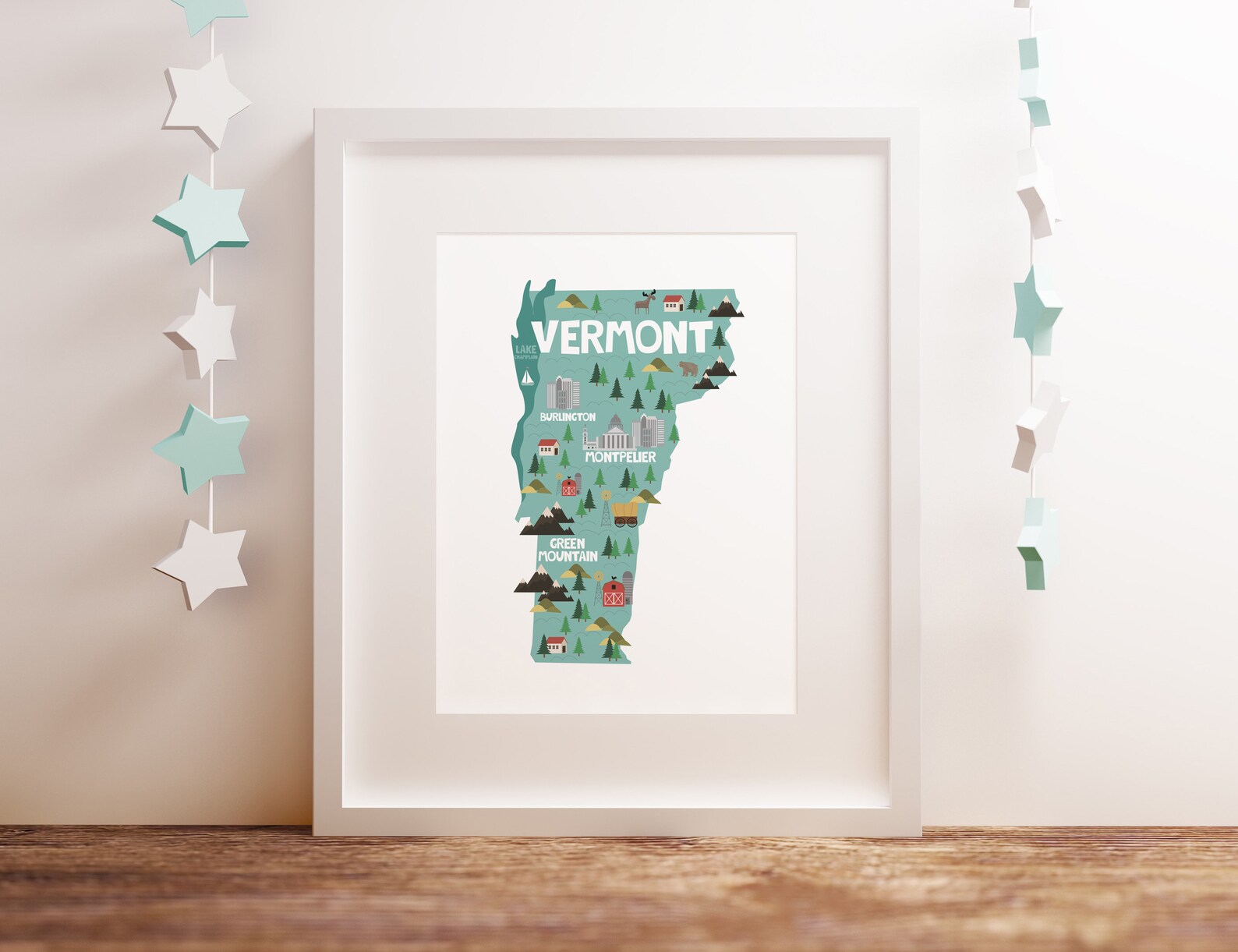 Vermont Map Kids Room Decor, Travel Nursery Wall Art - Etsy
