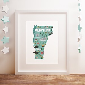Vermont Map Kids Room Decor, Travel Nursery Wall Art - Etsy