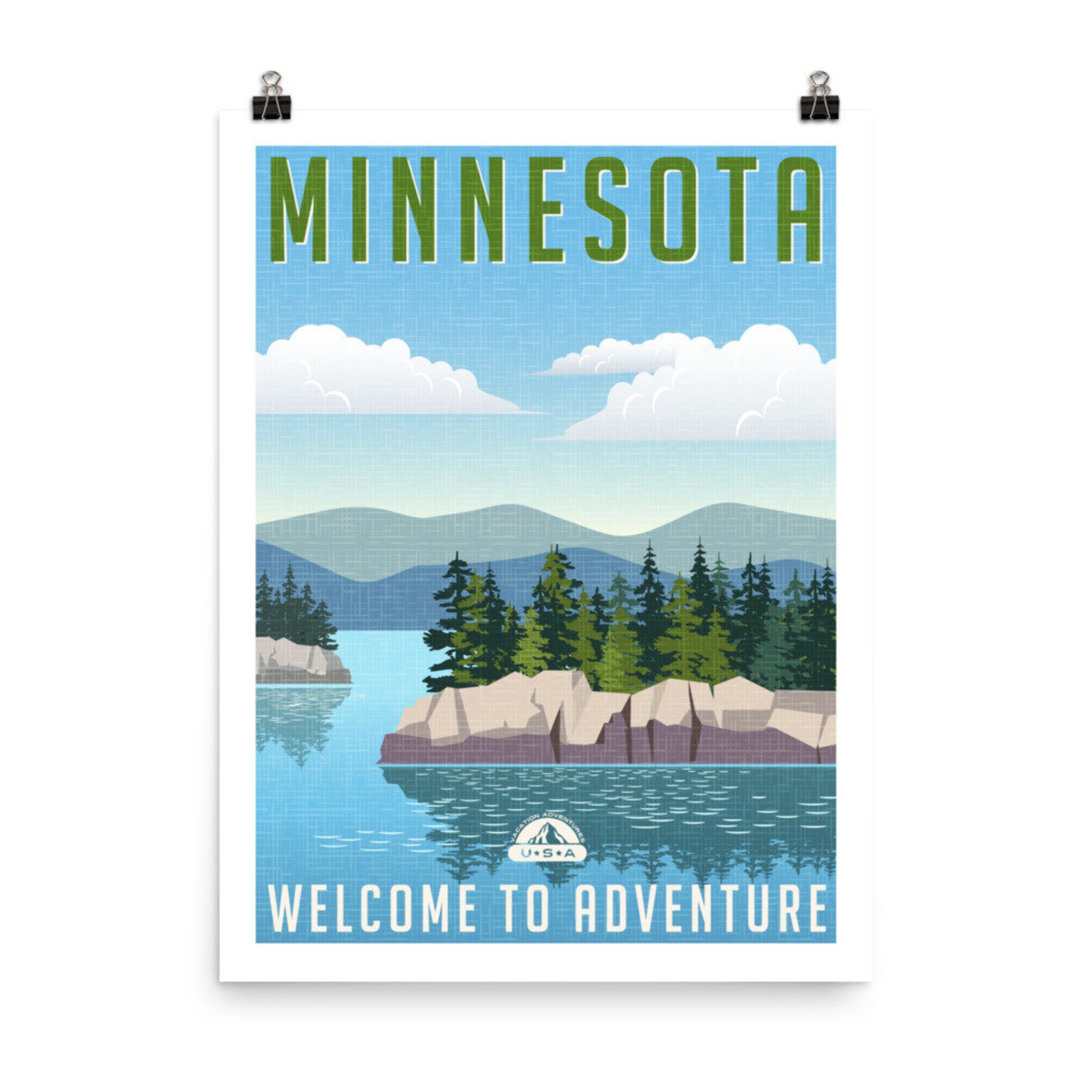 Minnesota Poster Travel Art Retro Style Minnesota Art - Etsy