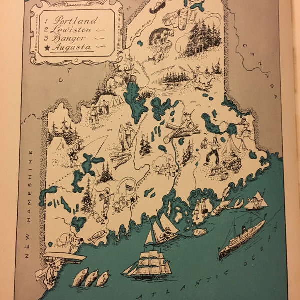 Maine Map Art - Etsy