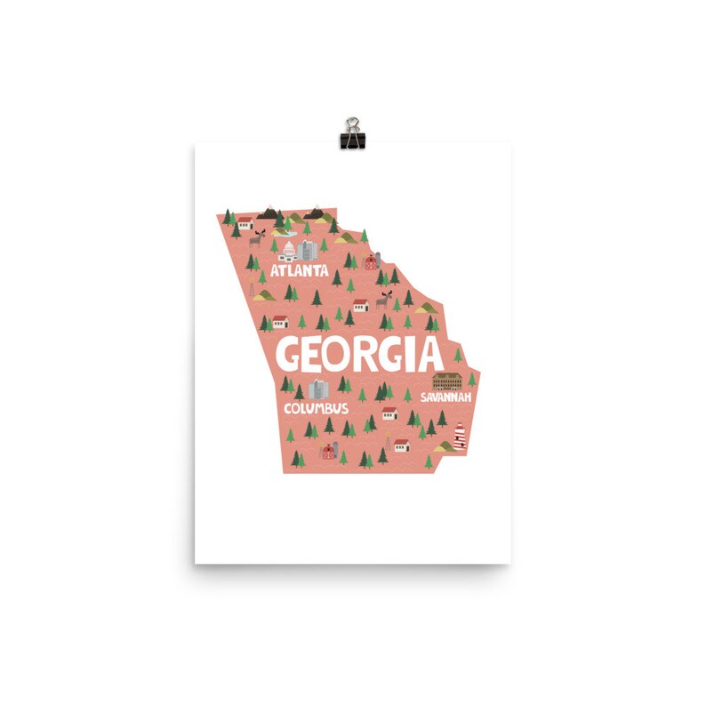 Georgia Map Print State Wall Art Nursery Room State Poster | Etsy