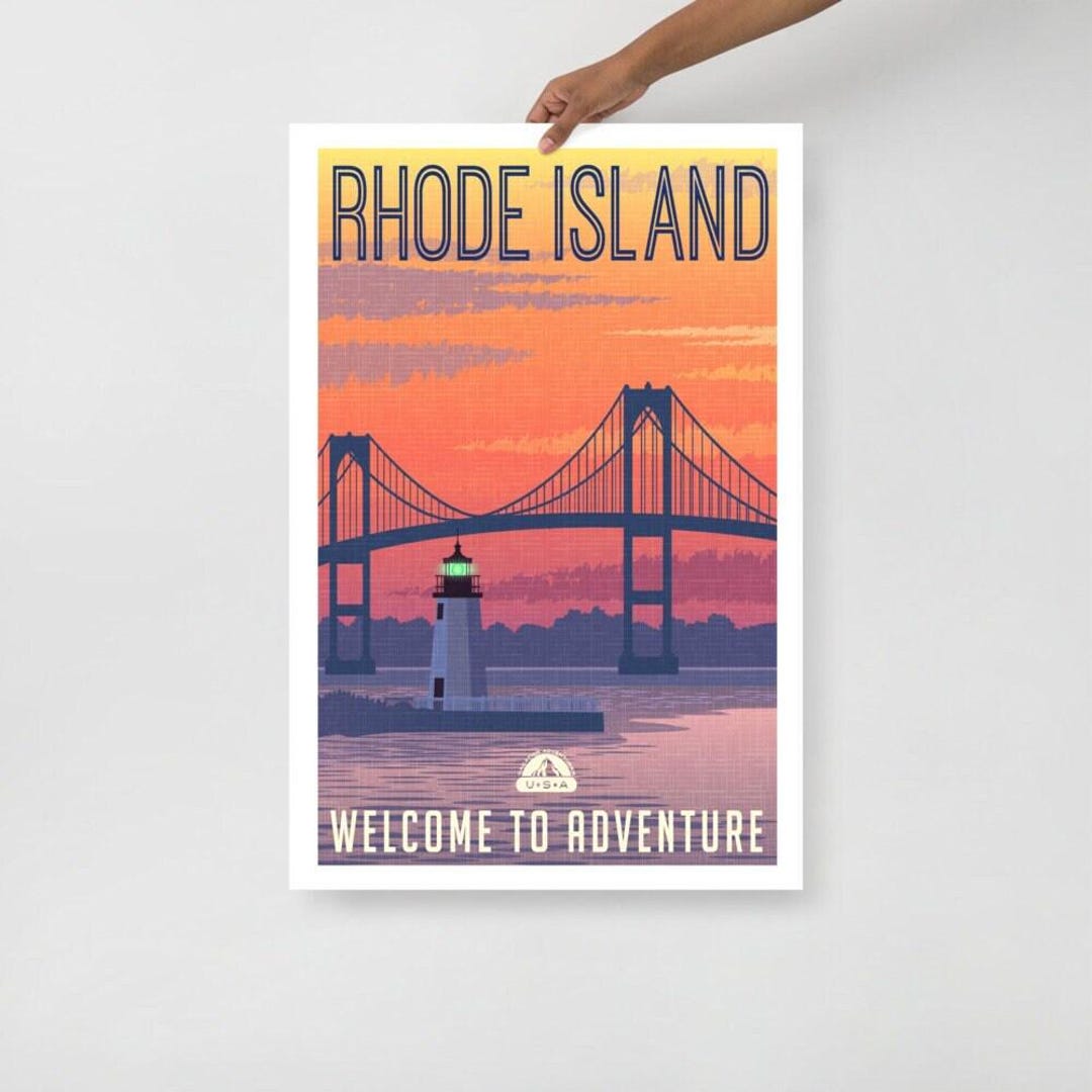 Rhode Island Art Travel Poster, Vintage Style State Wall Decor - Etsy