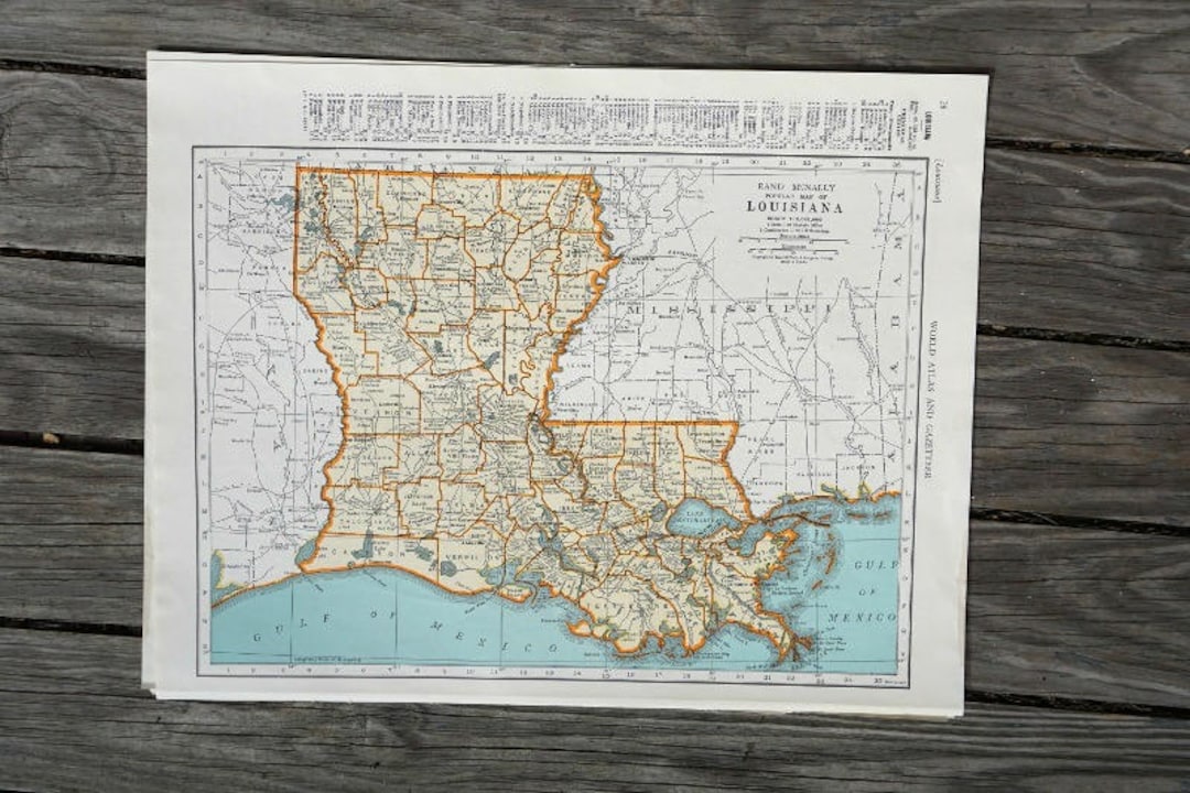 Antique Louisiana Map, 1939 Atlas Page Rustic Wall Art to Frame - Etsy