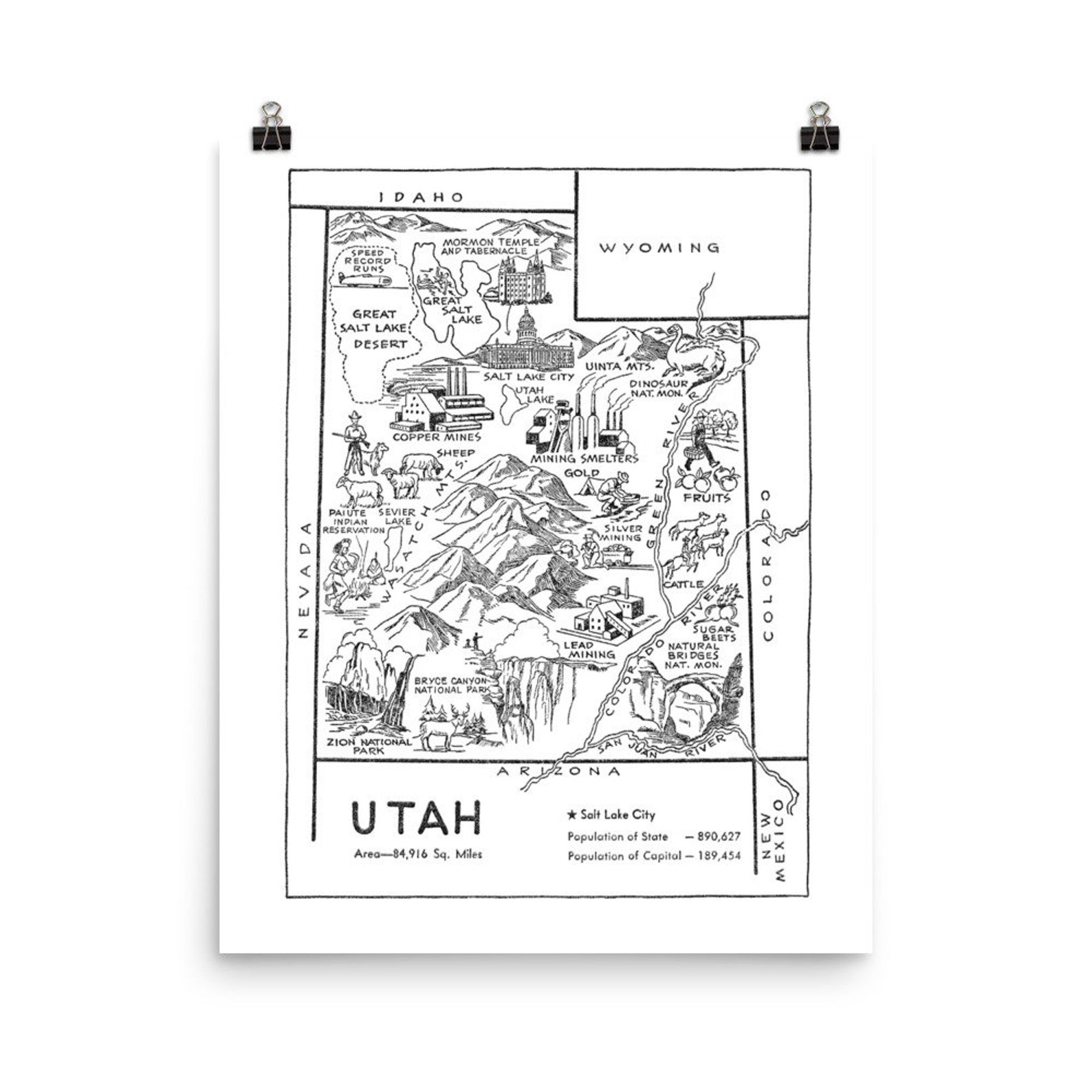Utah Map Art Bedroom Wall Decor Utah Wall Art Print Moving | Etsy