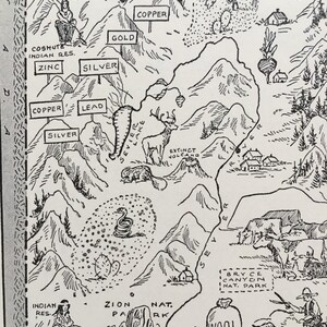 Vintage Map of Utah Art From the 1950s, State Travel Gift - Etsy