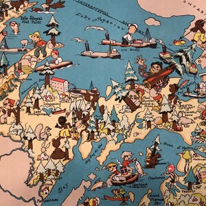 Michigan Map Illustration Vintage Michigan Art Cartoon Map - Etsy