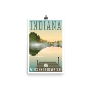 Indiana Travel Poster, Retro Style Indiana Art, Vintage Home Decor ...