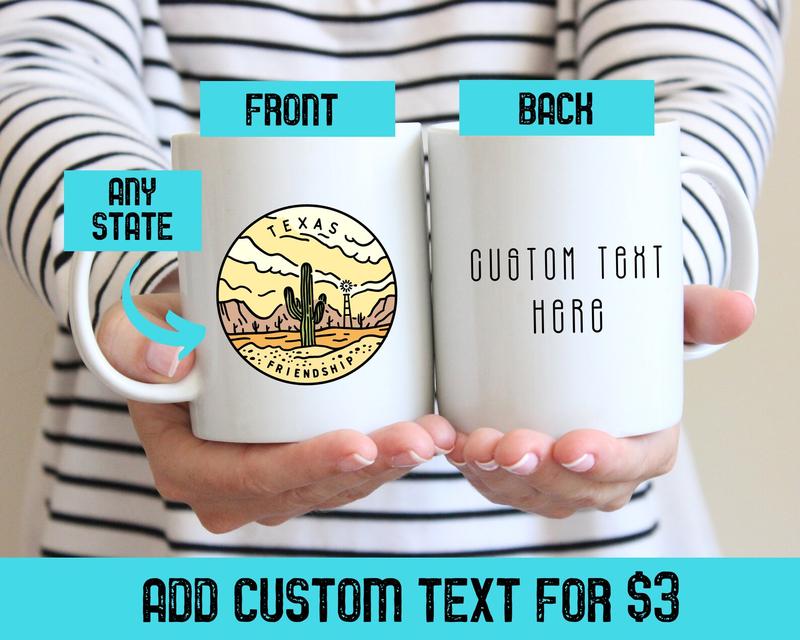 Texas Mug With State Motto, Ceramic Coffee Cup - Etsy