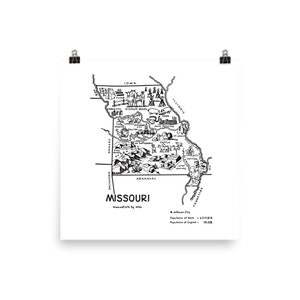 Missouri Map Rustic Decor, Vintage Style Missouri Poster Travel Gift - Etsy
