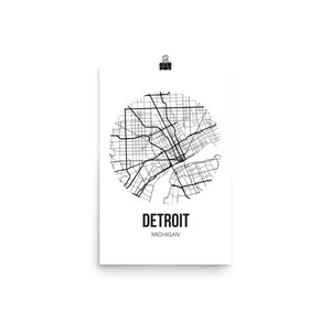 Detroit Poster Wall Art Print, Detroit City Map Housewarming Gift - Etsy