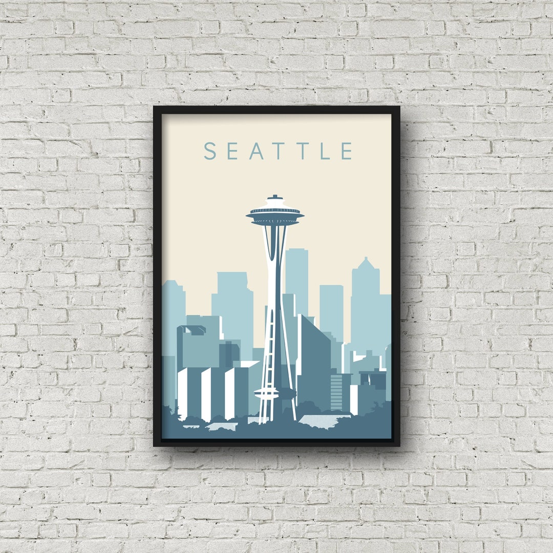 Seattle Skyline Poster, Space Needle Wall Art - Etsy