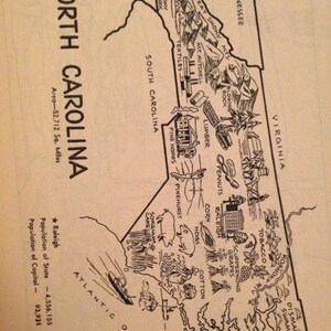 Vintage North Carolina Map Coloring Book Page Travel Map - Etsy